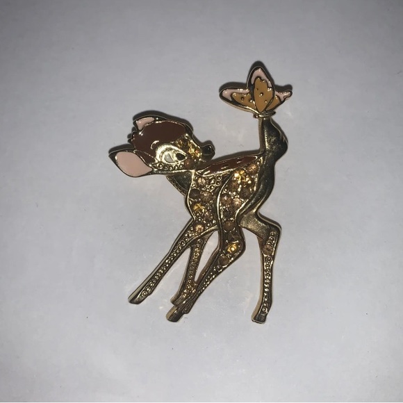 Disney | Jewelry | Disney Bambi Rhinestone Pin Brooch Rare Missing Part ...